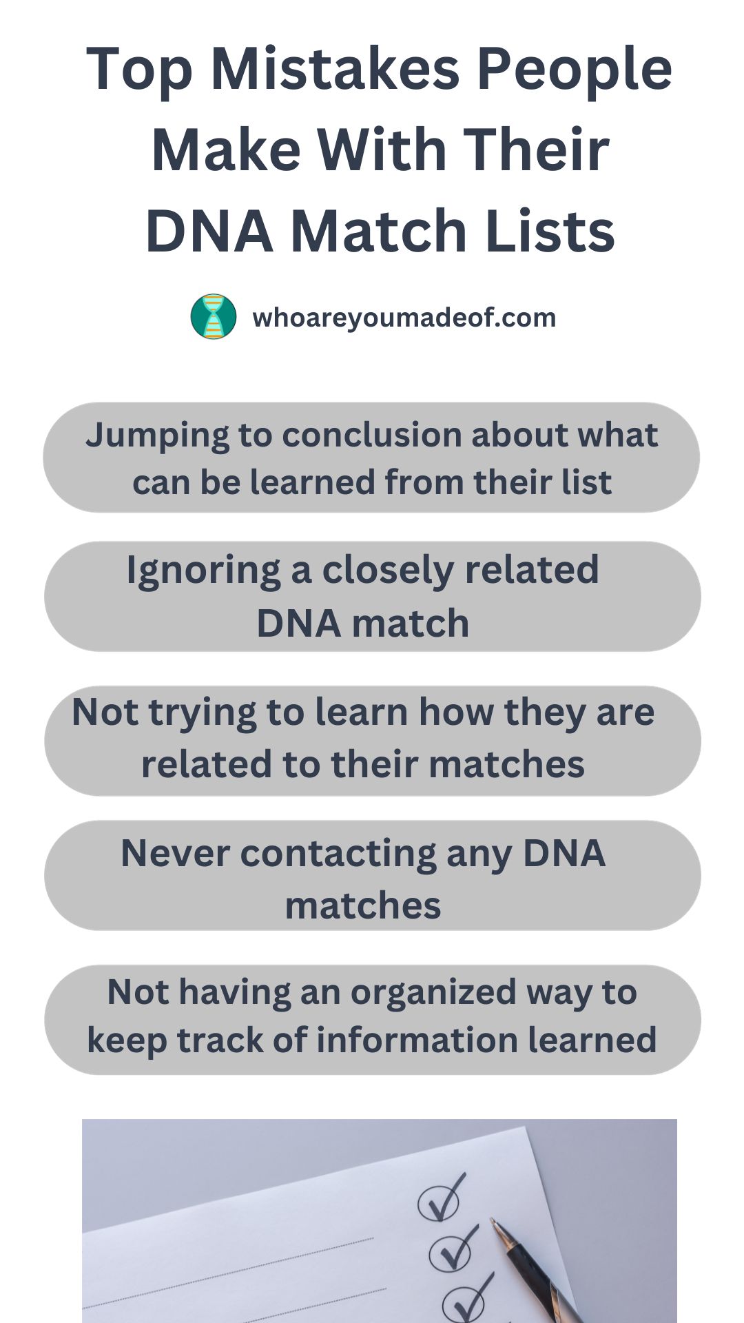 Top Mistakes People Make With Their DNA Match Lists - Who are You Made Of?